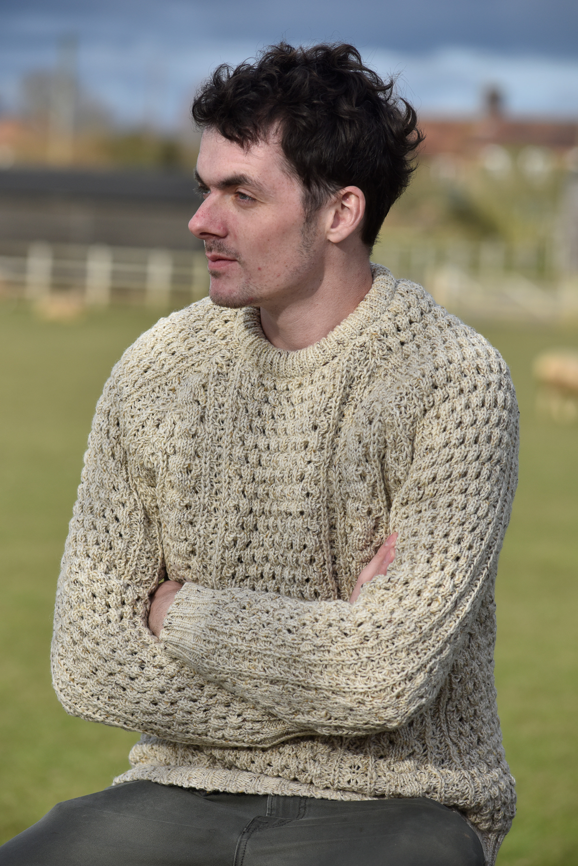 Natural oatmeal Donegal wool Aran sweater from Irish Inspiration ...