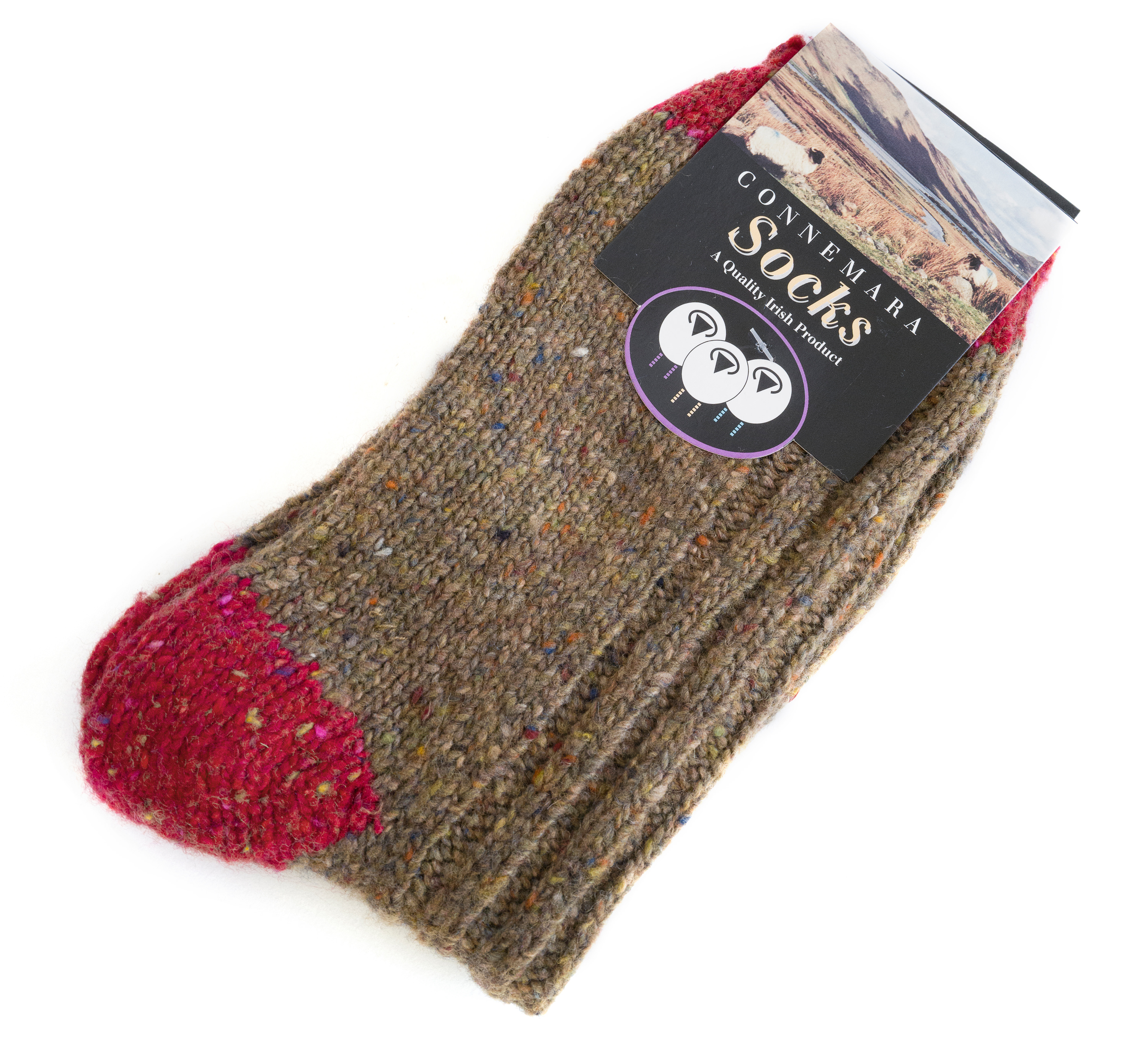 Wool mix socks in grey and green flecked yarn, perfectly soft and ...