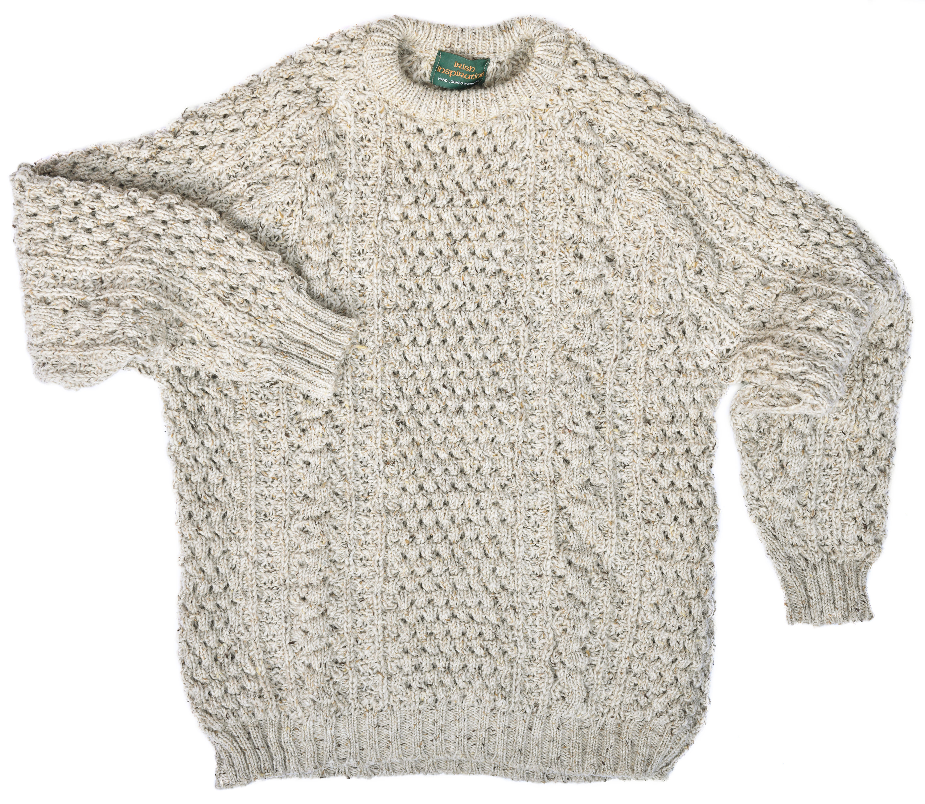 Natural oatmeal Donegal wool Aran sweater from Irish Inspiration ...