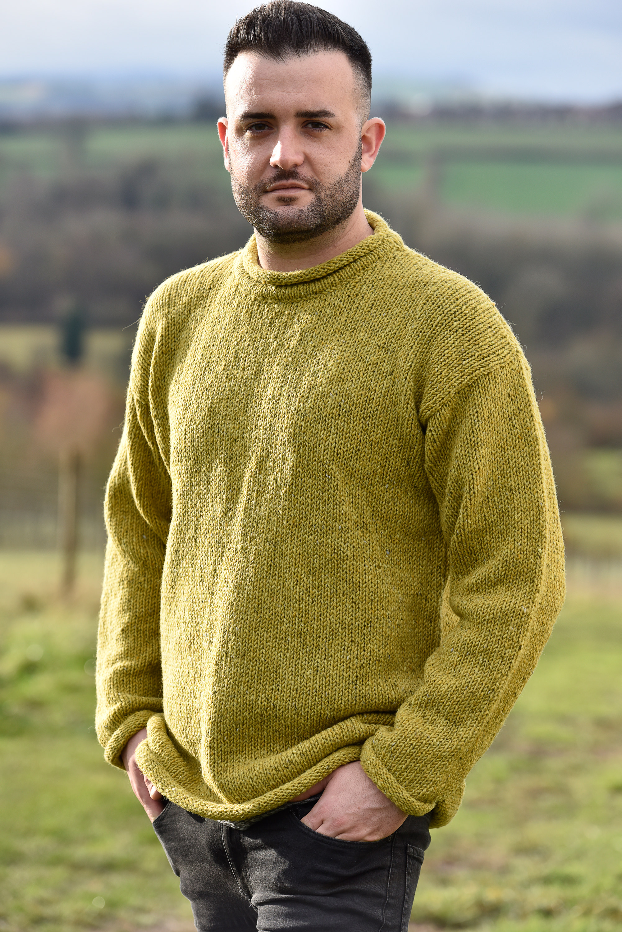 Donegal tweed wool sweater in yellow from Irish Inspiration. | Irish ...