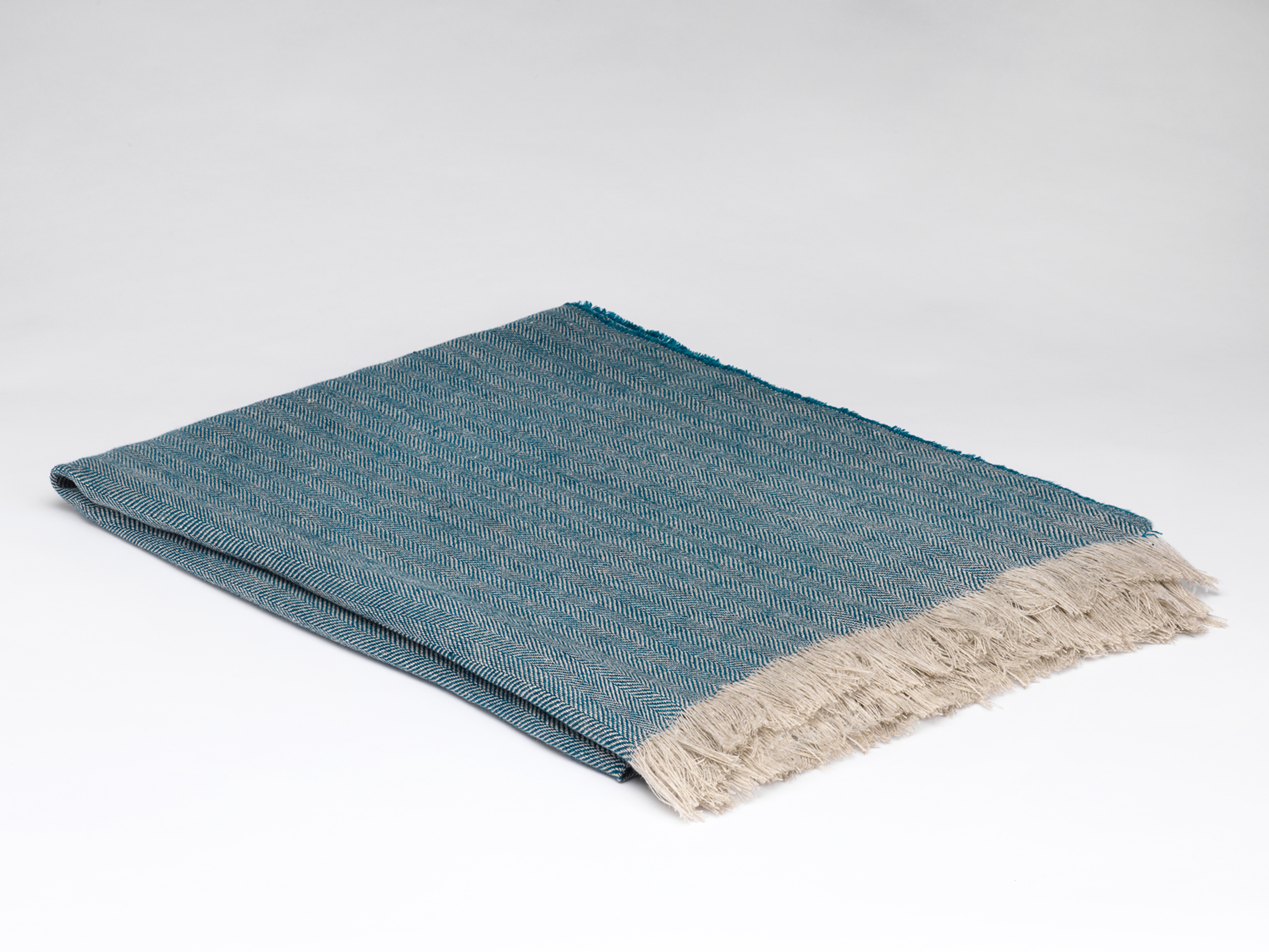 McNutt of Donegal Irish linen herringbone throw in Bluebird | Irish ...