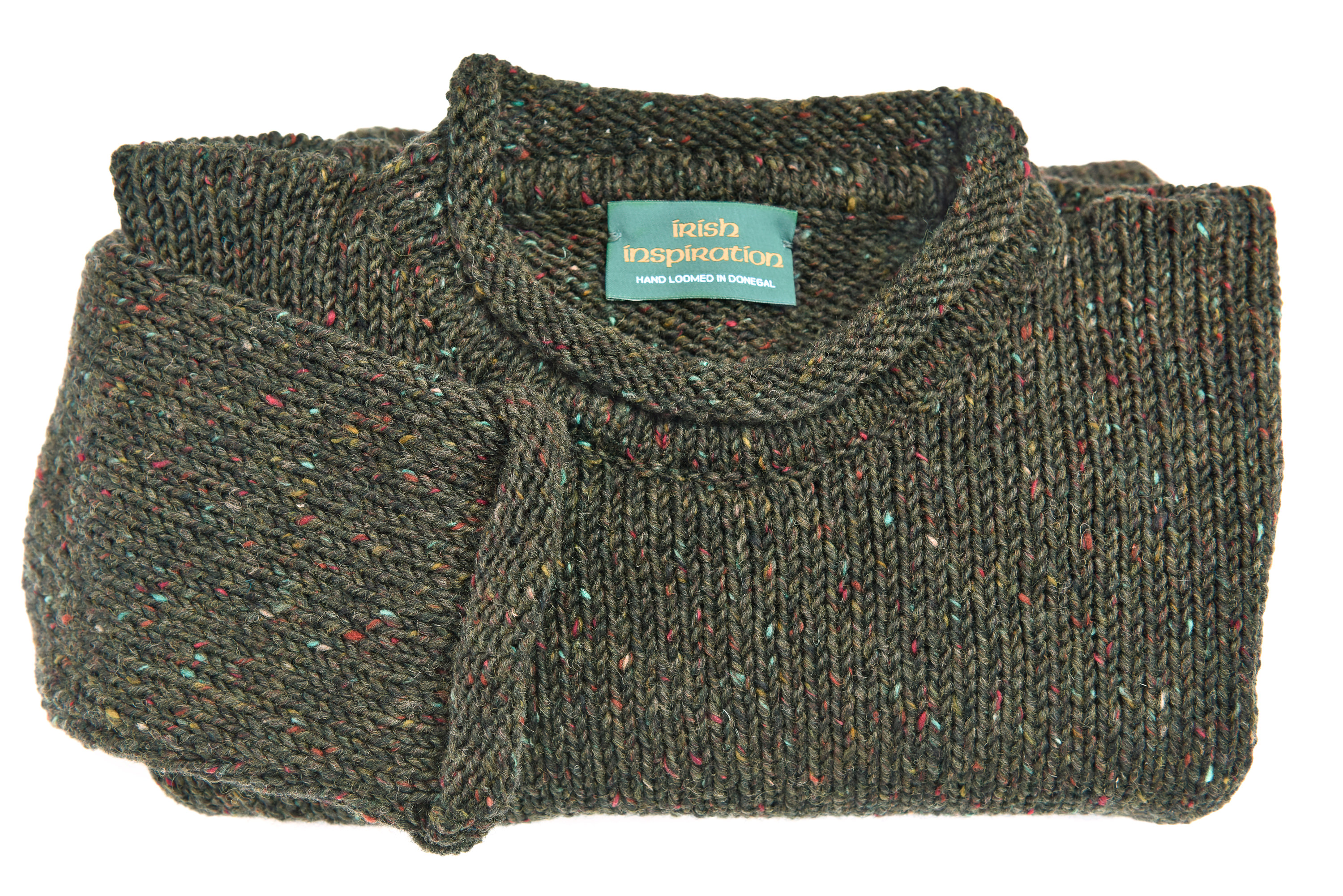 Buy a Forest Green Donegal pure wool roll neck sweater from Irish ...