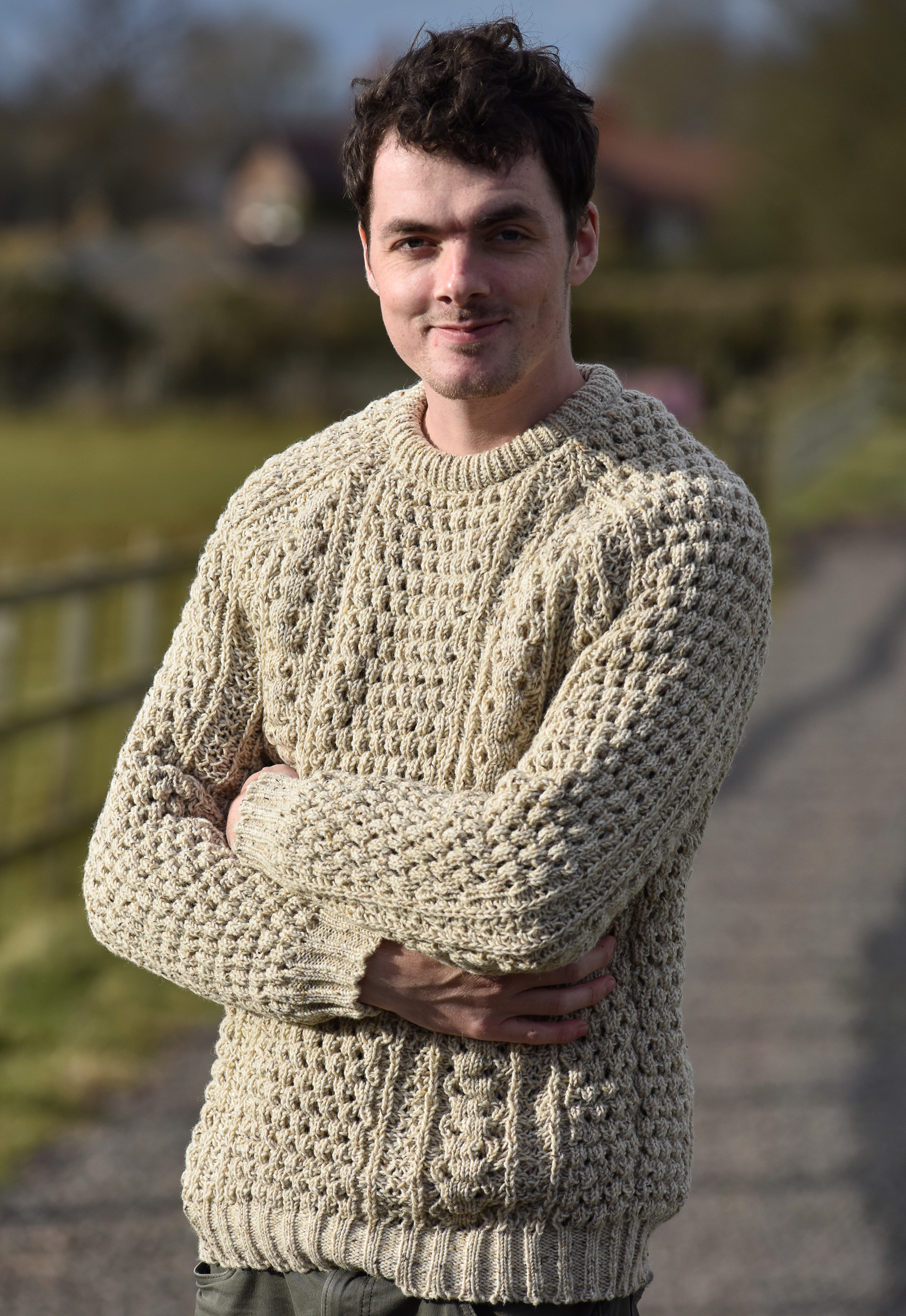Natural oatmeal Donegal wool Aran sweater from Irish Inspiration ...