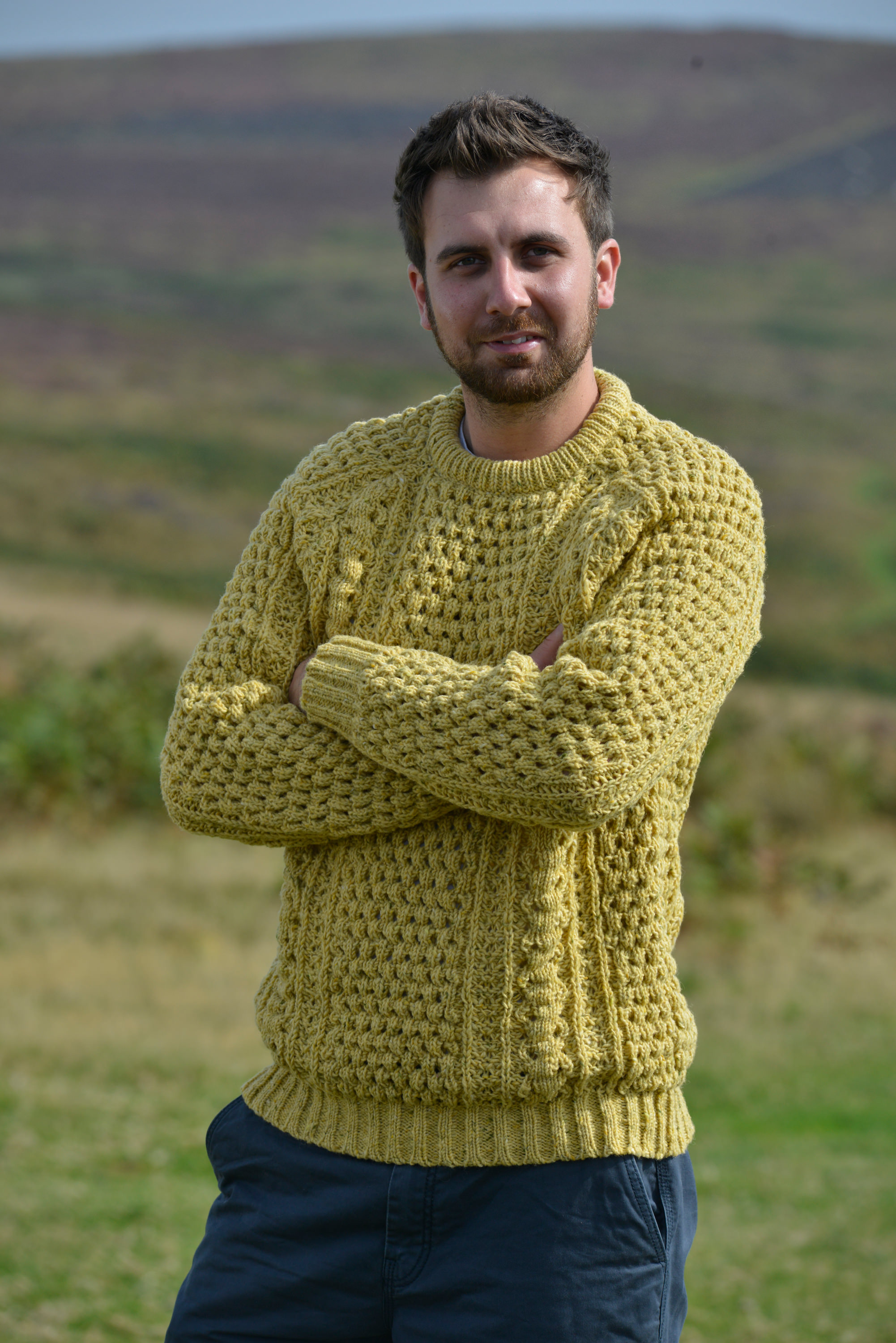 Buy a yellow Aran wool sweater from Irish Inspiration | Irish Inspiration
