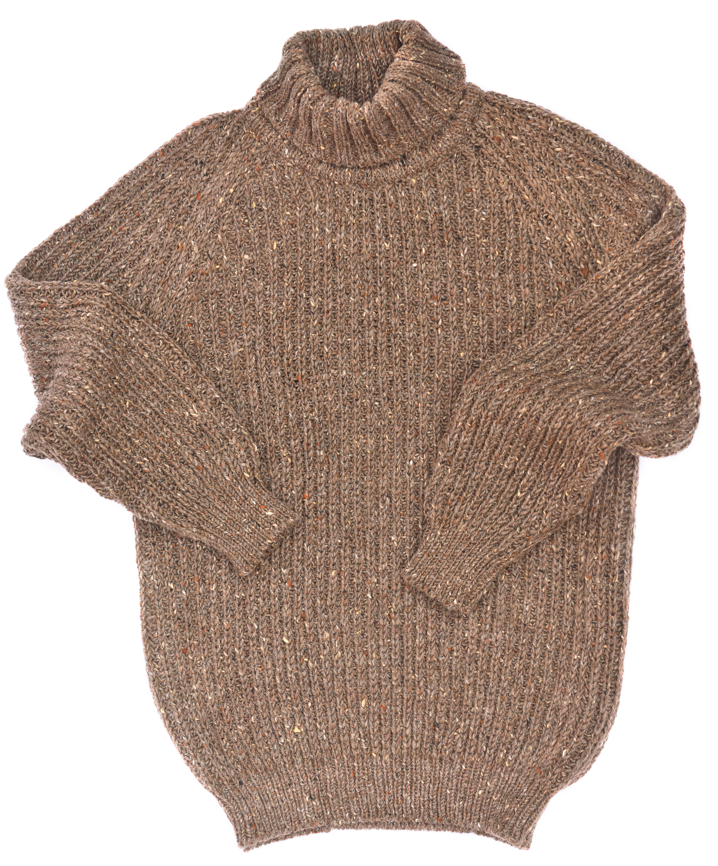 Chocolate brown Donegal tweed wool polo neck sweater from Irish ...