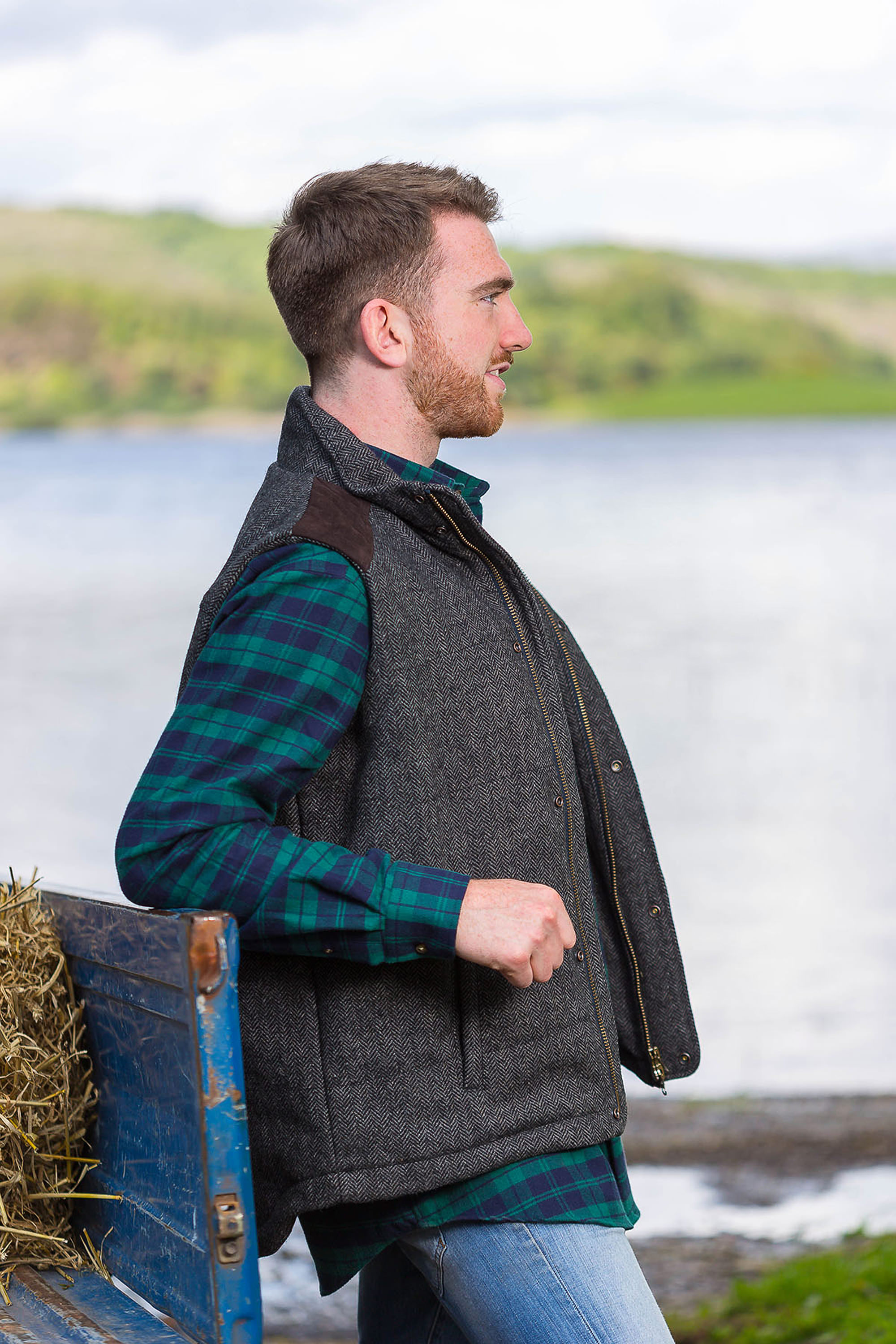 Buy a Lee Valley Kerry Irish Tweed Vest Gilet in Grey Herringbone from ...