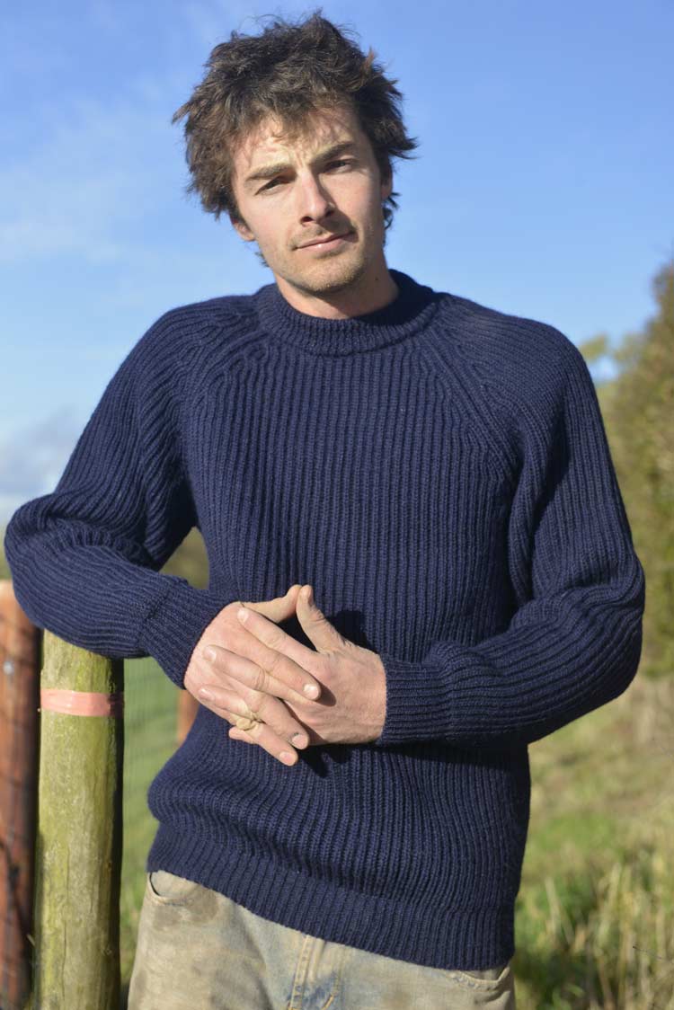 Kerry Country Living 100% Pure New Wool Sweater - Navy Blue | Irish ...