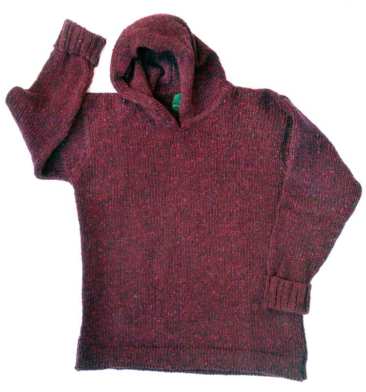 Buy a dark red Donegal wool women's hooded sweater from Irish ...