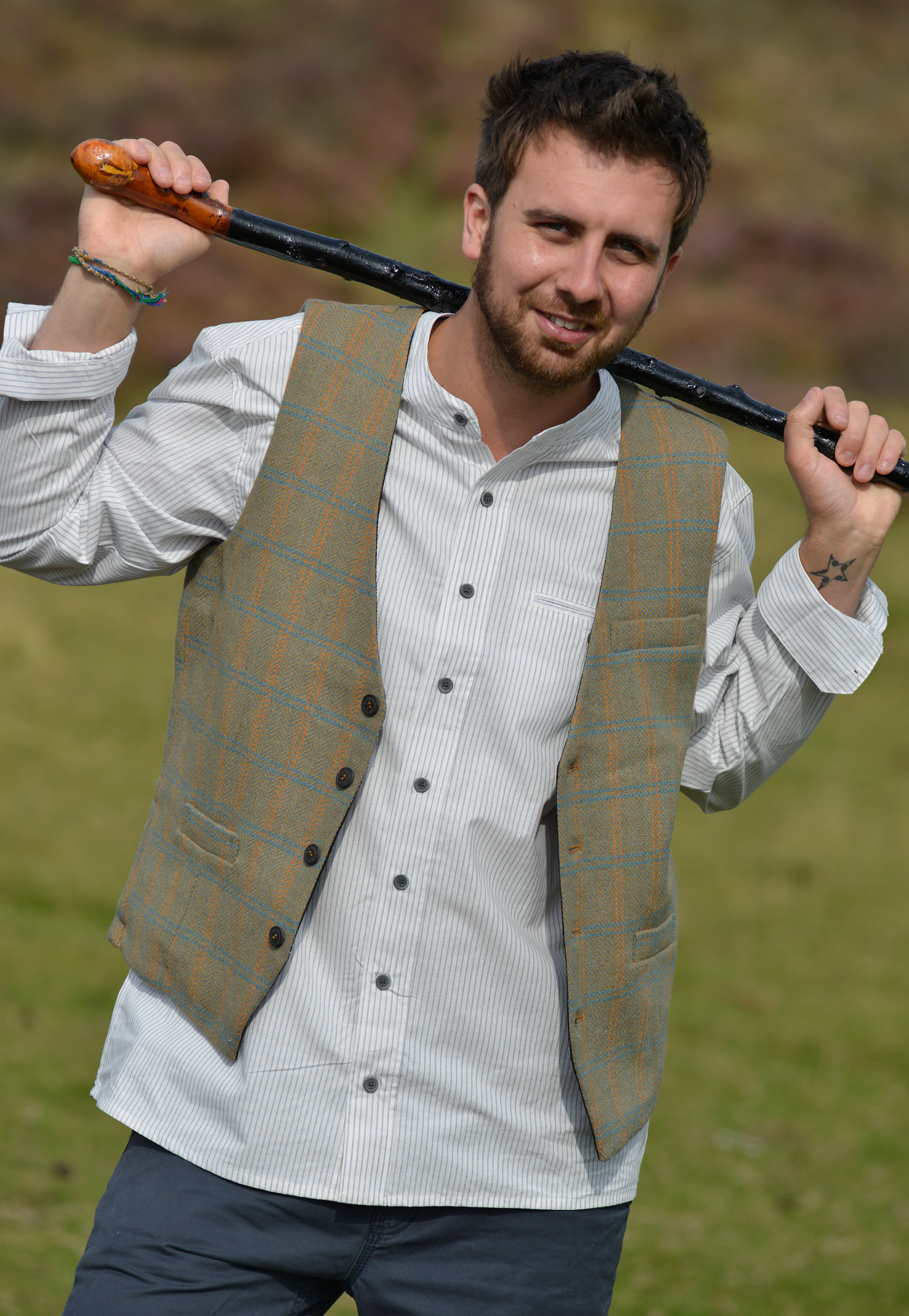 Magee's Irish grandad or grandfather shirt in green striped cotton ...