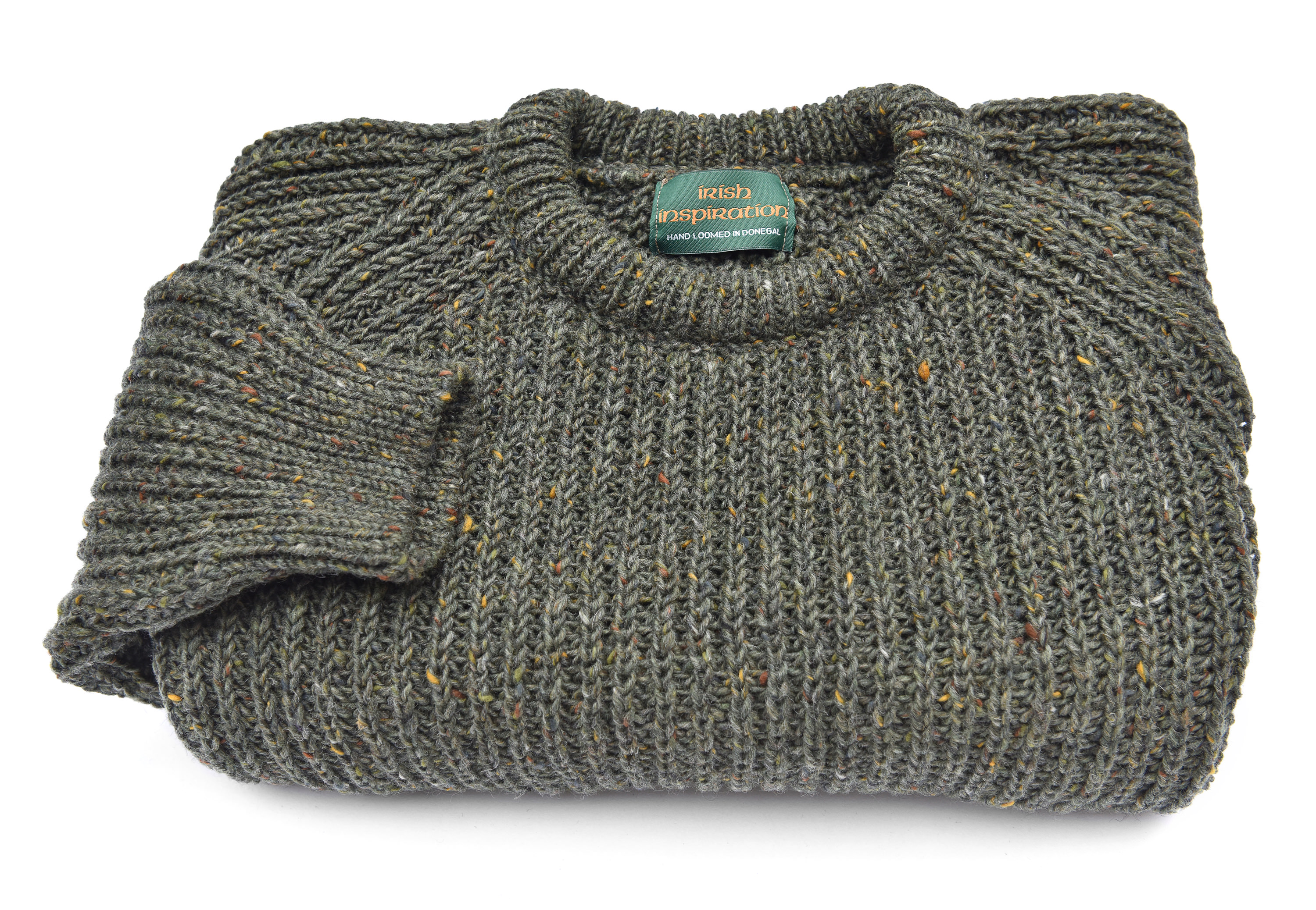 Buy a green Donegal wool crew neck sweater from Irish Inspiration ...